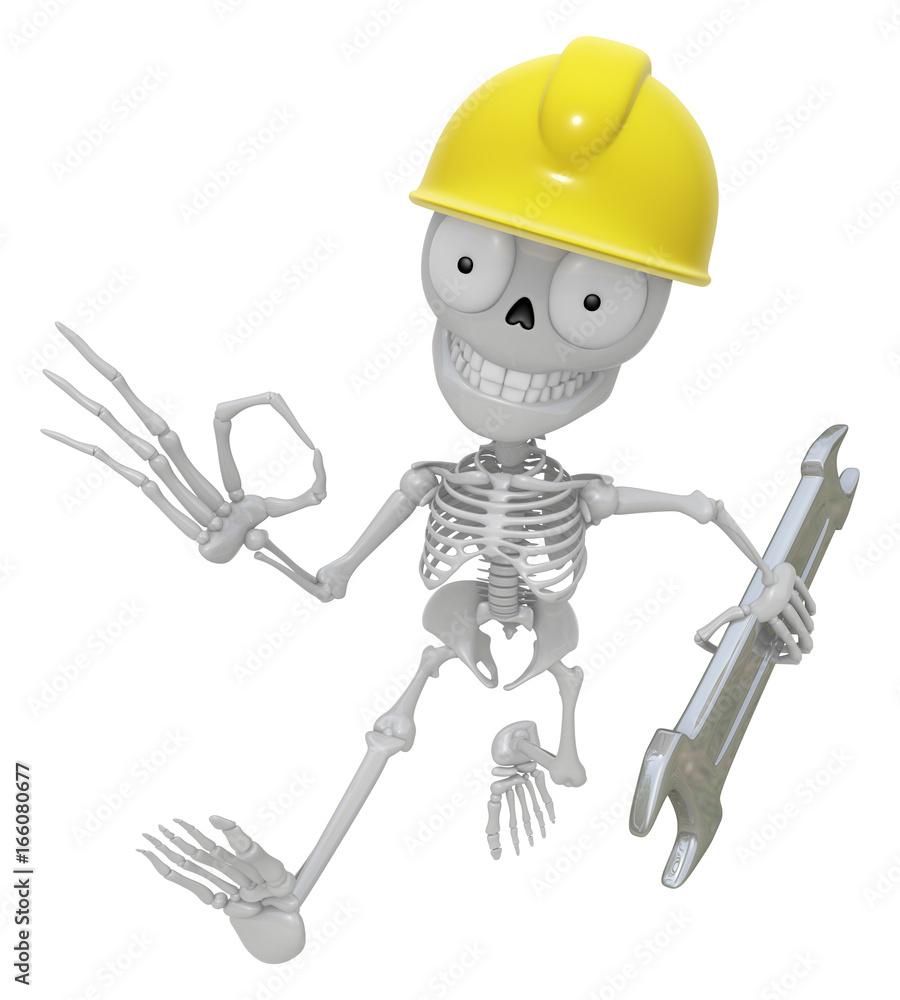 3D Skeleton Mascot the right hand OK gesture and the left hand is ...