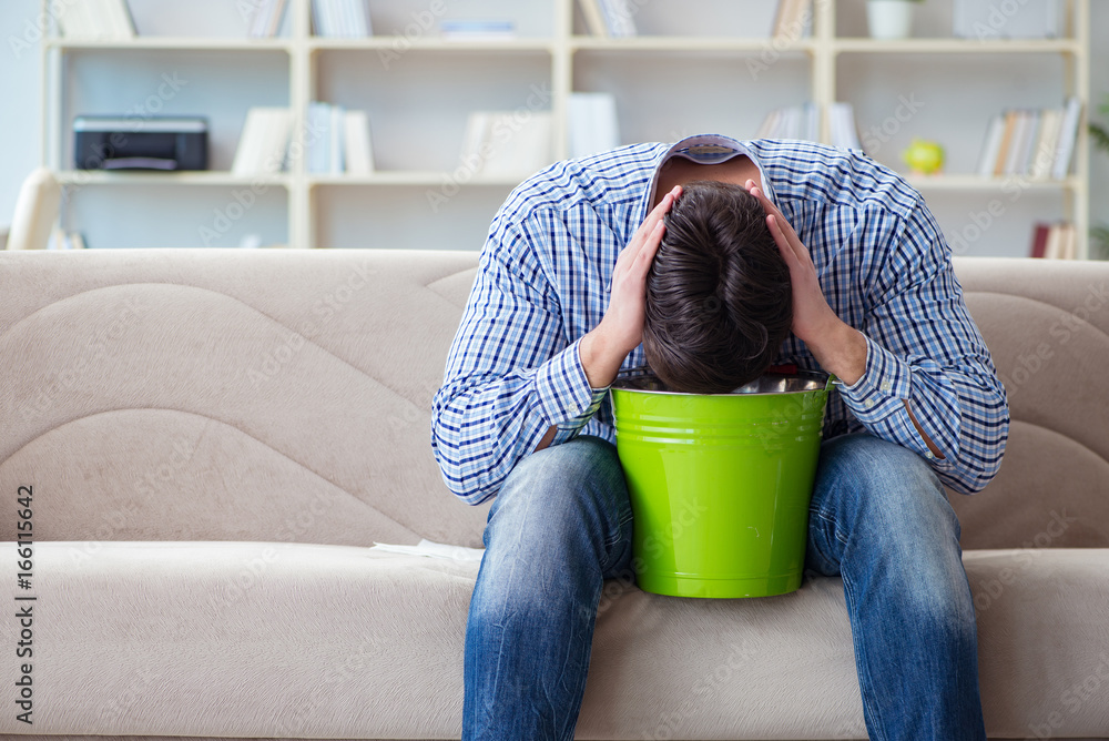 Man suffering from sick stomach and vomiting Stock Photo | Adobe Stock