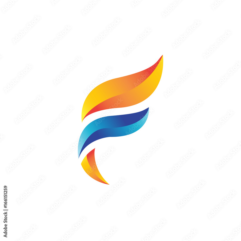 color letter F fire logo Stock Vector | Adobe Stock