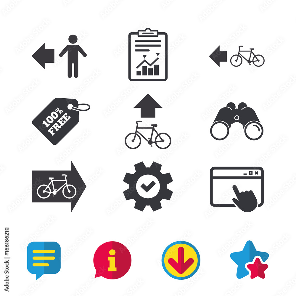 Pedestrian road icon. Bicycle path trail sign. Cycle path. Arrow symbol ...
