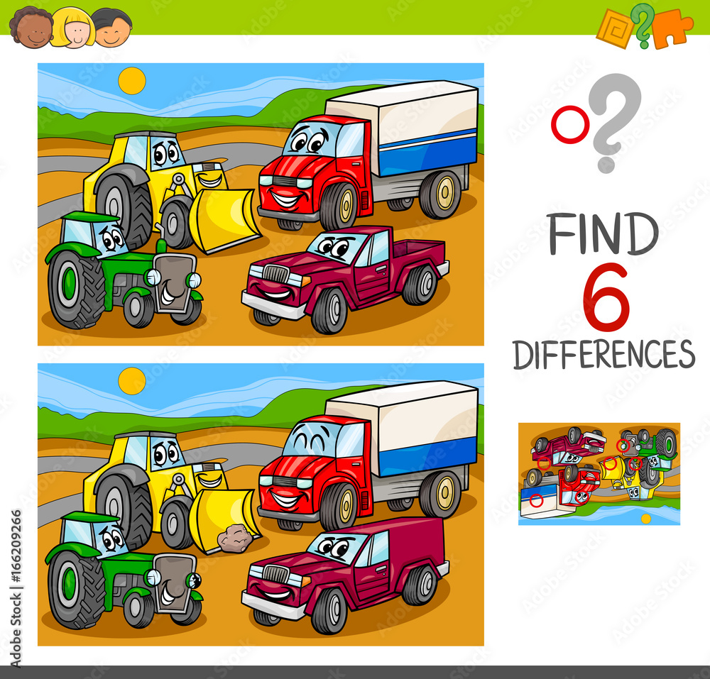 spot the differences with cars and vehicles Stock Vector | Adobe Stock
