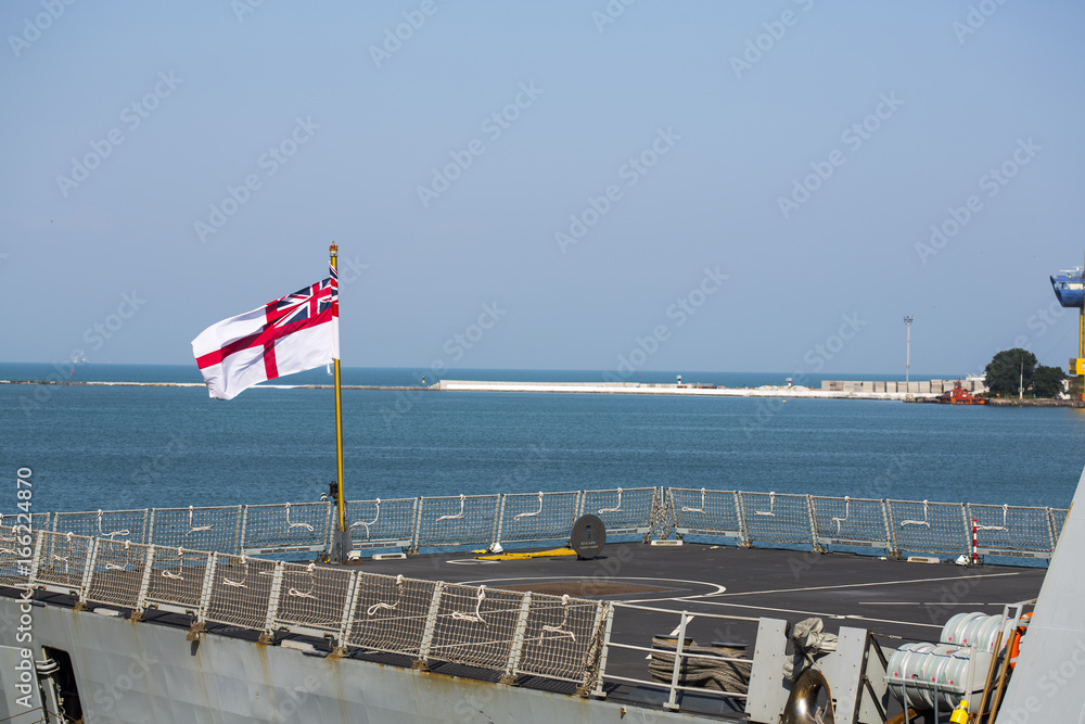 Helicopter deck of a warship. Deck for battleship helicopters. Part of ...