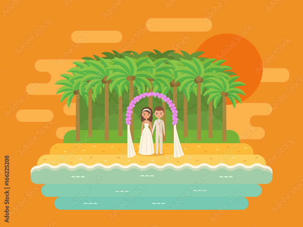 Beach wedding cartoon | Honestweddingadvice.com