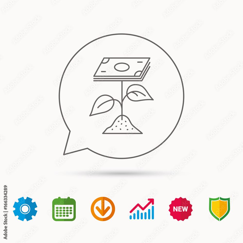 Profit icon. Money savings sign. Flower with cash money symbol ...