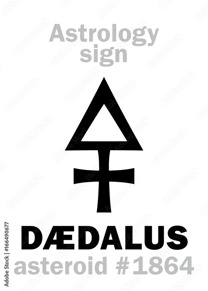 Astrology Alphabet: DÆDALUS, asteroid #1864. Hieroglyphics character ...