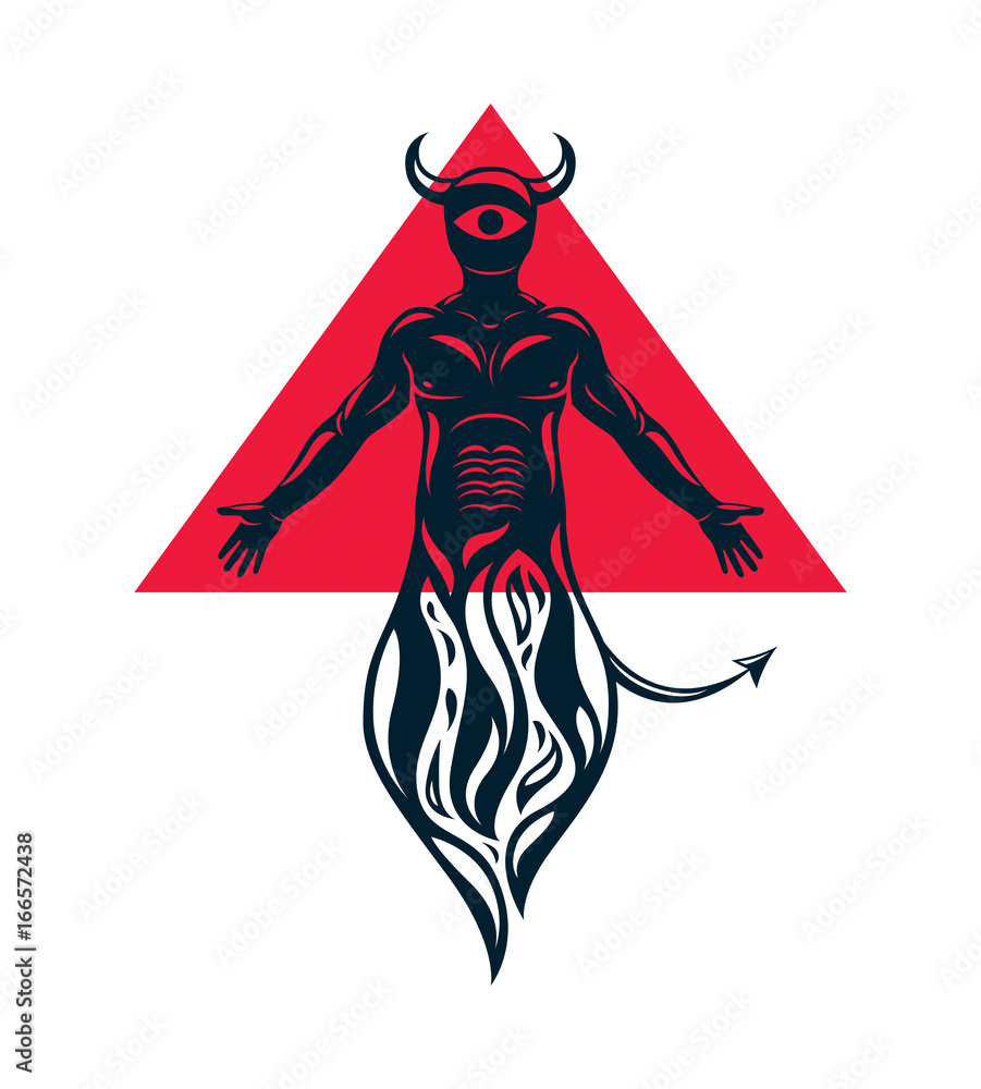Vector illustration of a devil, mystic evil spirit. Human being created ...