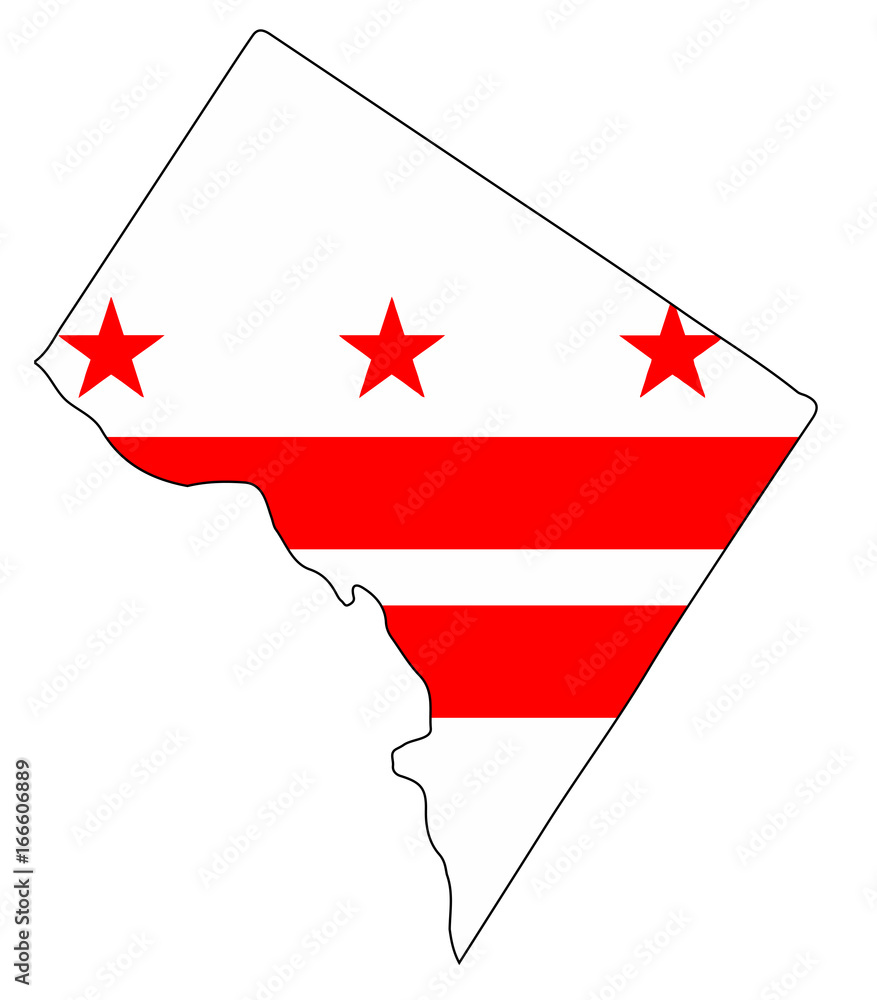Washington DC Outline Map and Flag Stock Vector | Adobe Stock