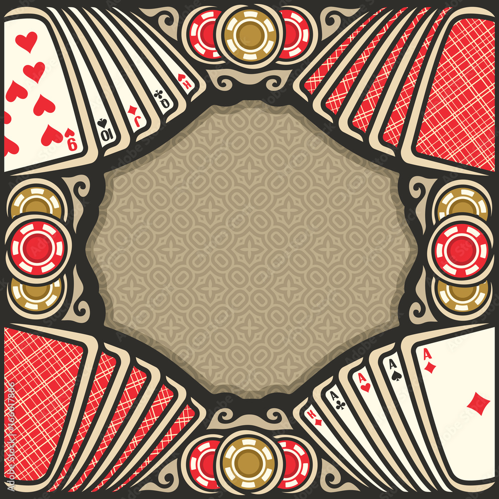 Vector poster for Poker gamble: frame with brown background for text on ...