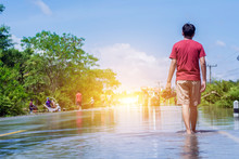 Woman Wading Through Water Free Stock Photo - Public Domain Pictures