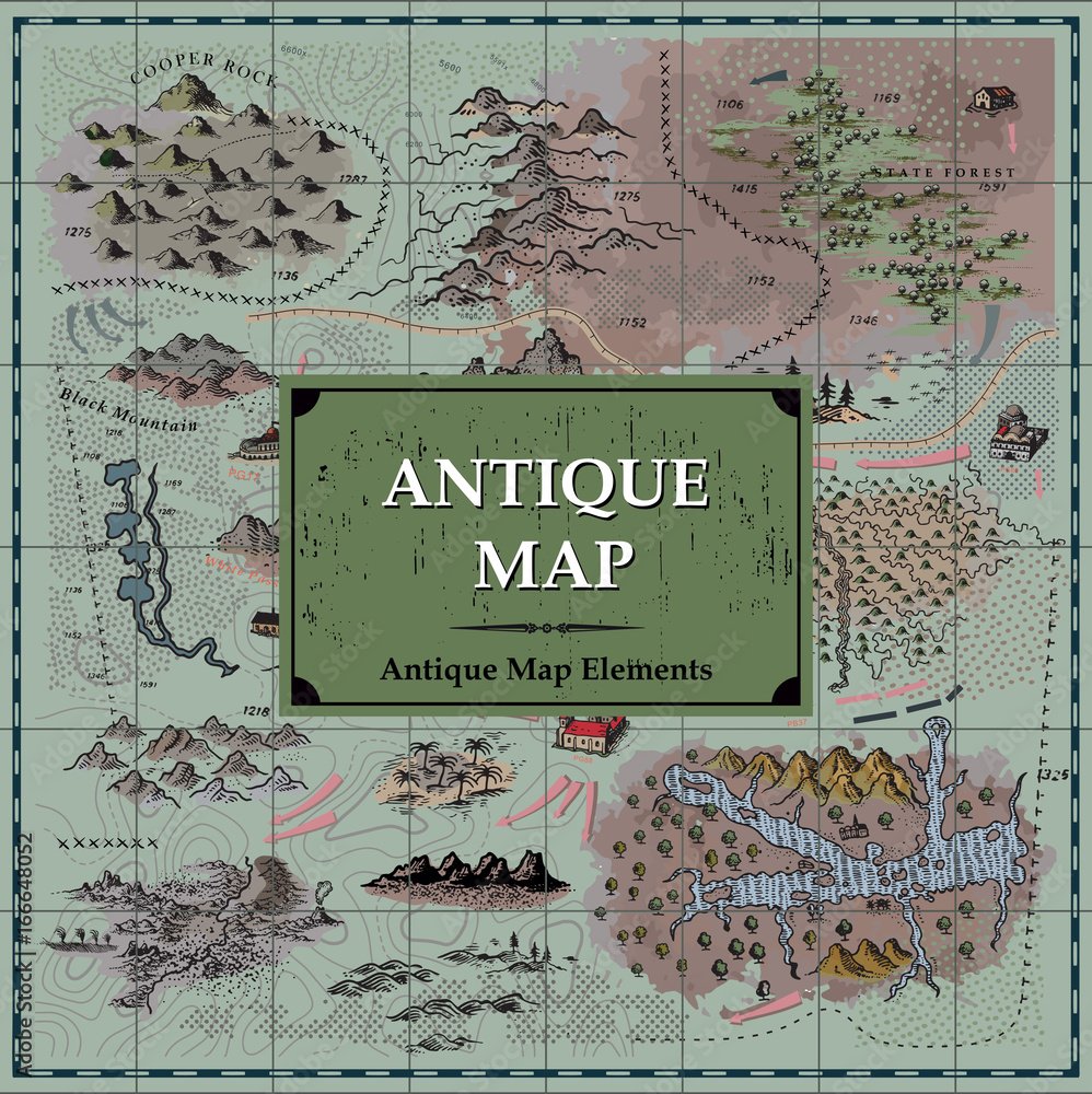 Antique Map Elements Stock Vector | Adobe Stock