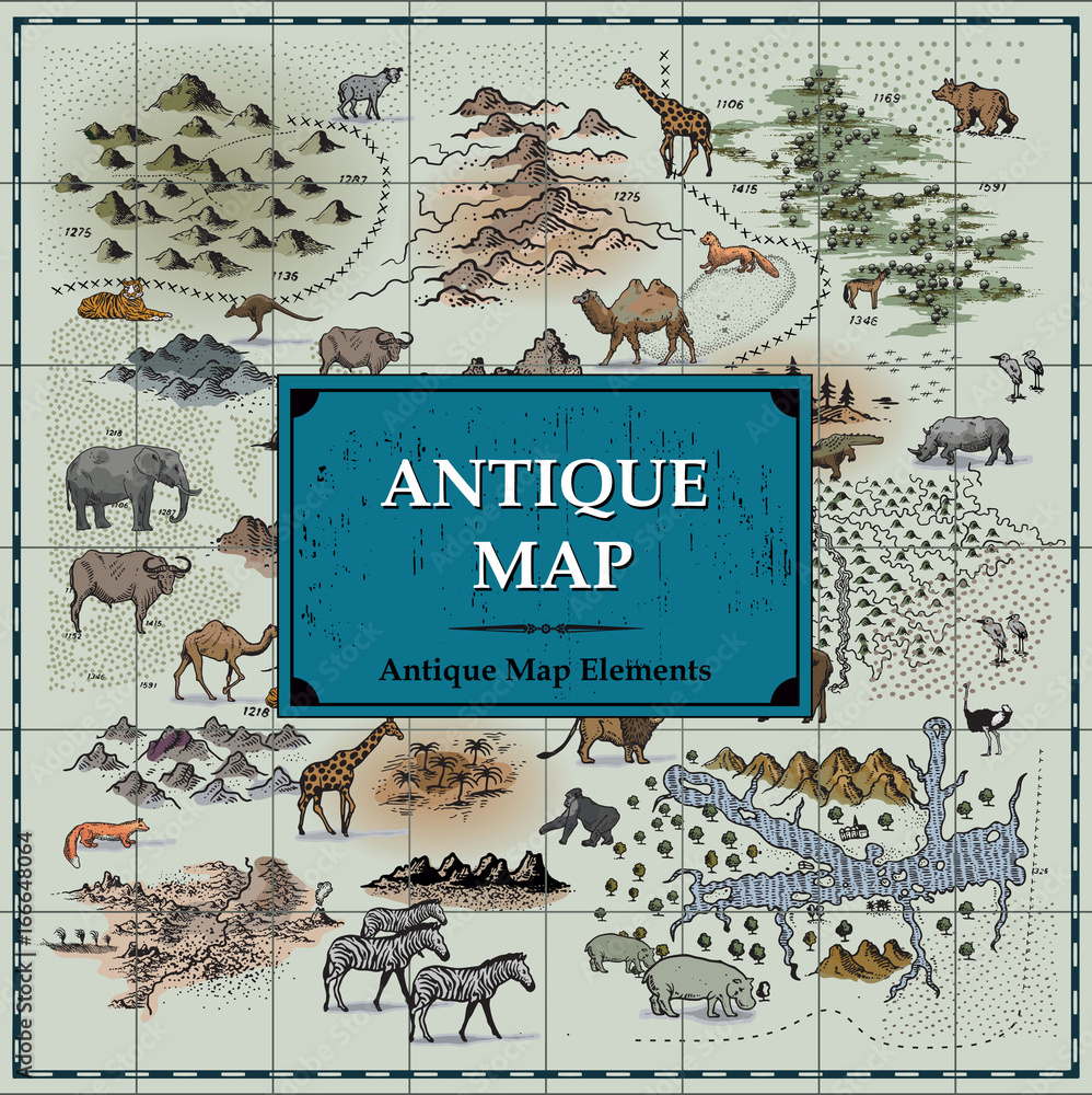 Antique Map Elements Stock Vector | Adobe Stock