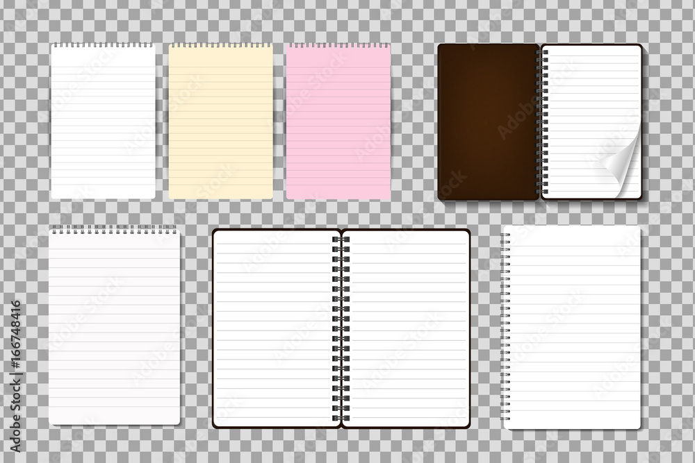 Vector set of realistic isolated notepad on the transparent background ...