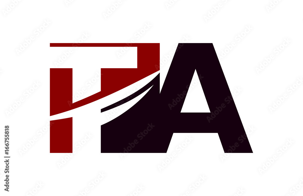 TA Red Negative Space Square Swoosh Letter Logo Stock Vector | Adobe Stock