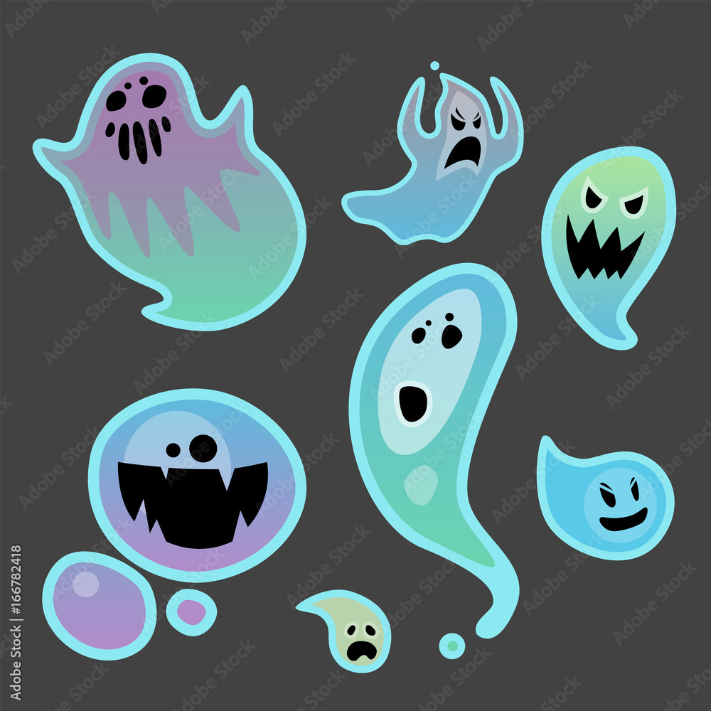 Cartoon spooky ghost character scary holiday monster costume evil ...