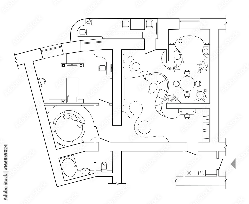 Standard home furniture symbols set used in architecture plans, home ...
