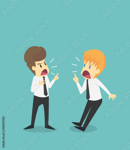 Two Businessmen confrontation, conflict and cussing..Business young ...