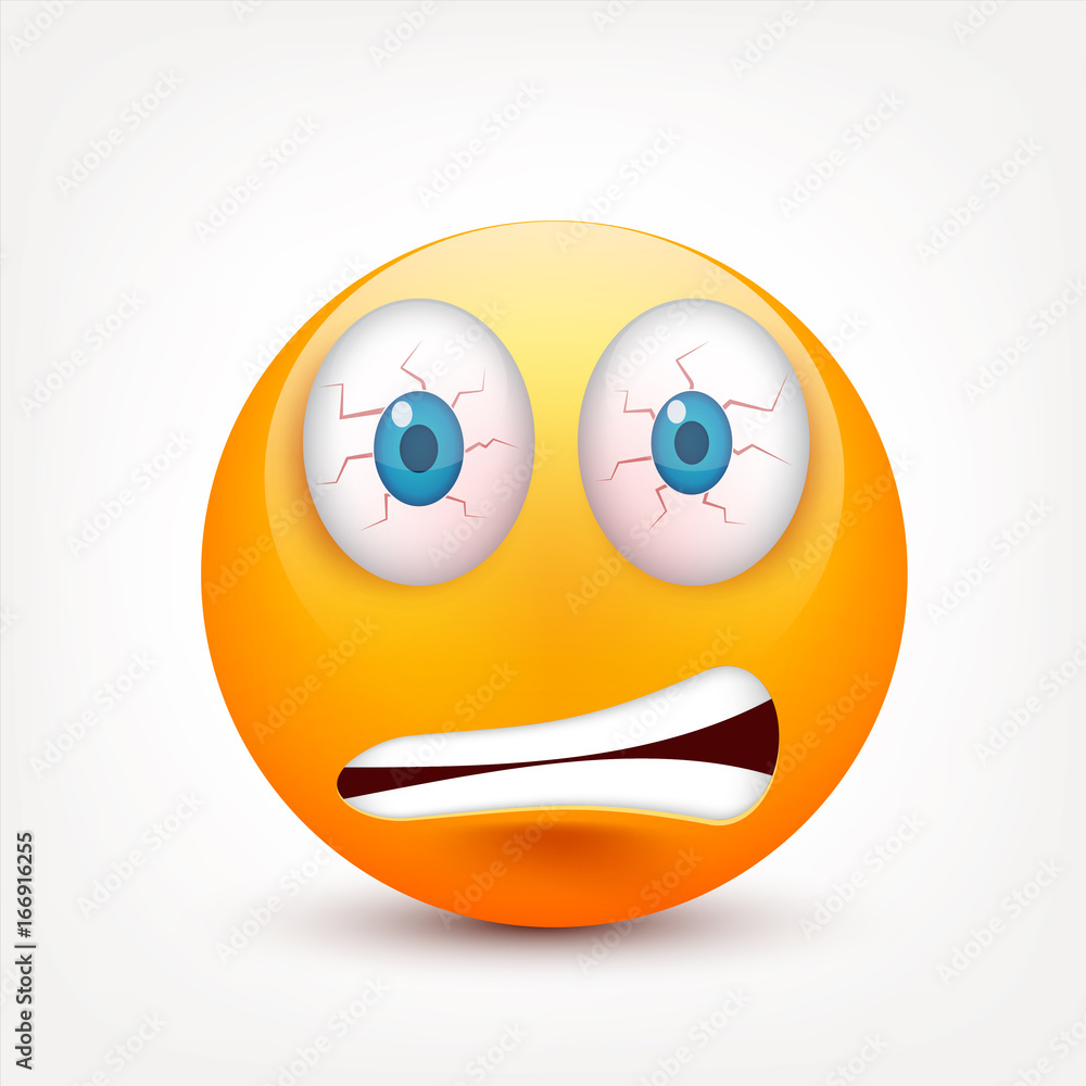 Smiley with blue eyes,emoticon set. Yellow face with emotions. Facial ...