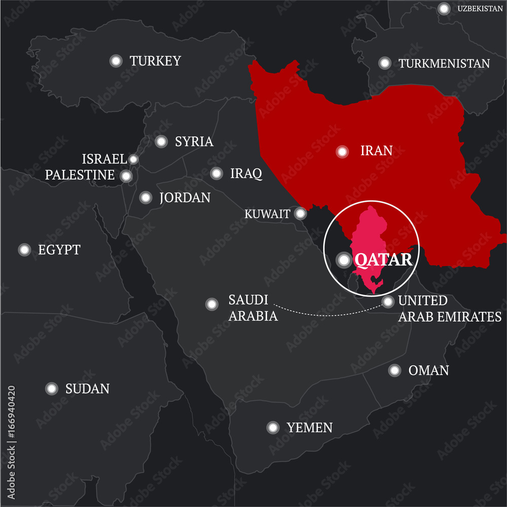 Vector de Stock Map of Middle East or Near East transcontinental region Saudi Arabia, Turkey ...