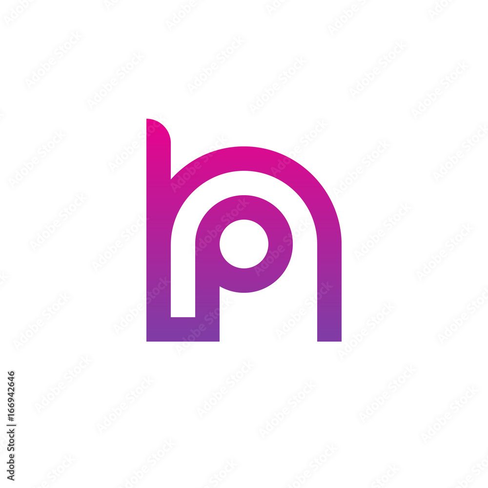 Initial letter hp, ph, p inside h, linked line circle shape logo ...