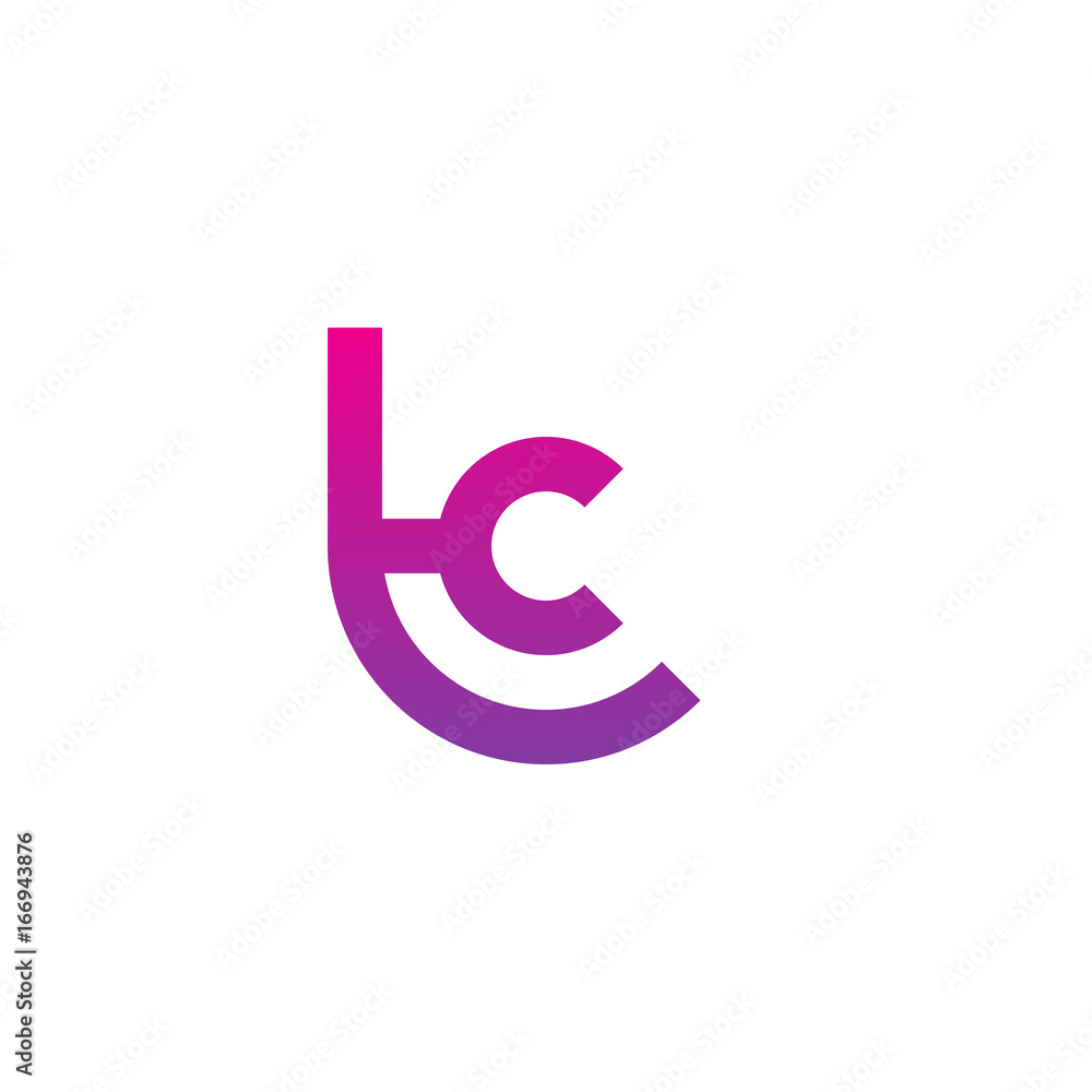 Initial letter tc, ct, c inside t, linked line circle shape logo ...