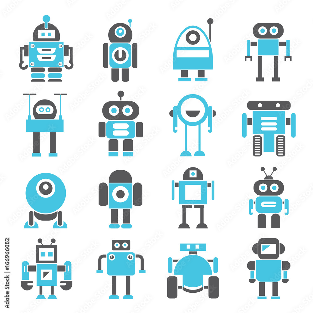 cartoon robot character icons Stock Vector | Adobe Stock