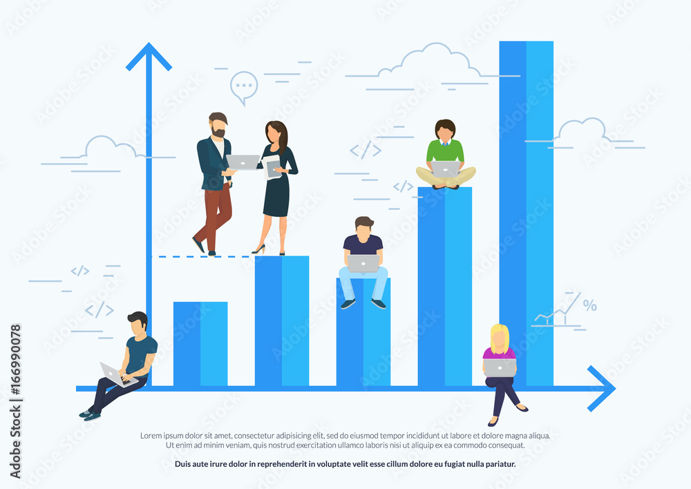 Business graph growth concept vector illustration of professional ...
