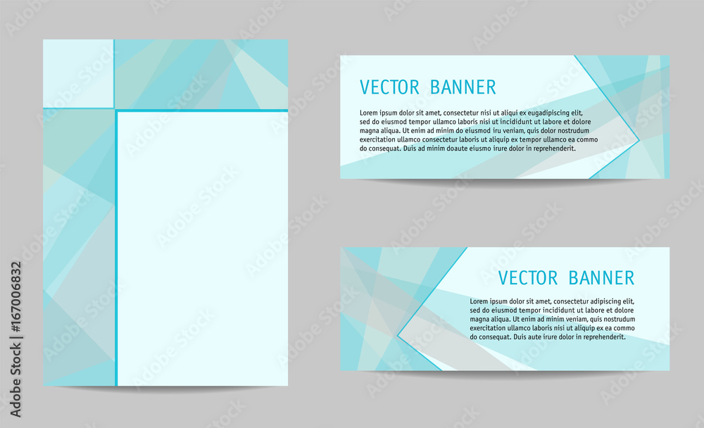 Cover A4 and two banners. Geometric style. Transparent triangles ...