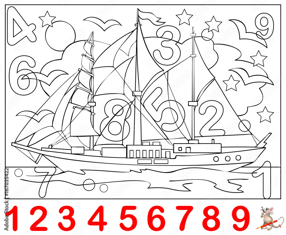 Educational page for young children. Need to find the numbers hidden in ...
