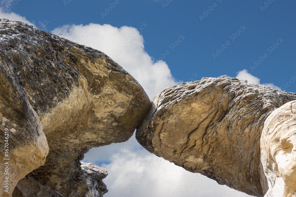 horizontal close up image of very large tall sandstone natural ...