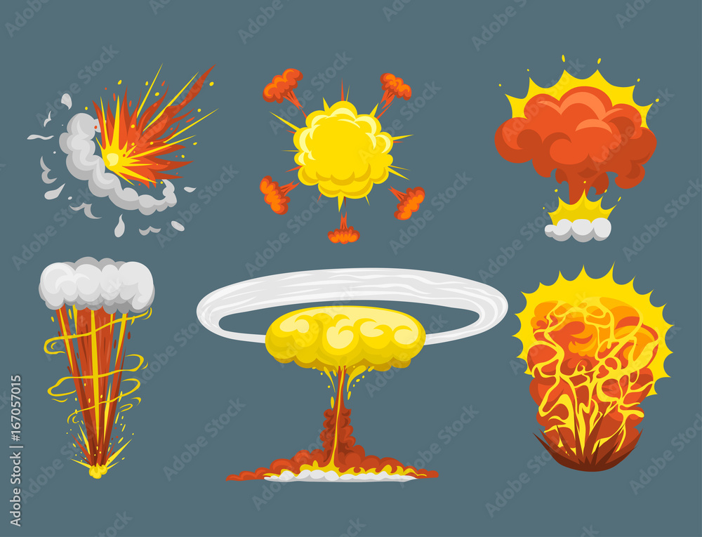 Cartoon explosion boom effect animation game sprite sheet explode burst ...