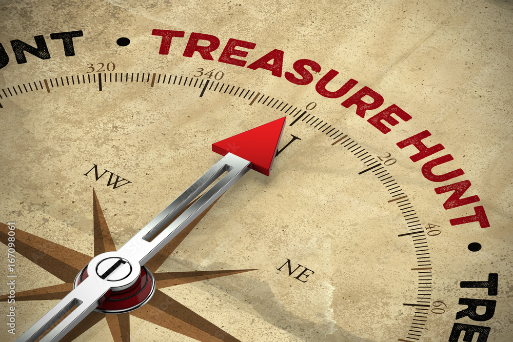 Treasure hunt / Schatzsuche mit Kompass Stock Illustration | Adobe Stock