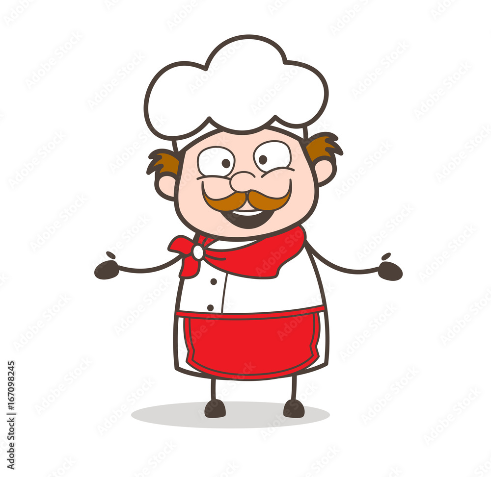 Cartoon Old Chef Laughing Face Vector Illustration Stock Vector | Adobe ...
