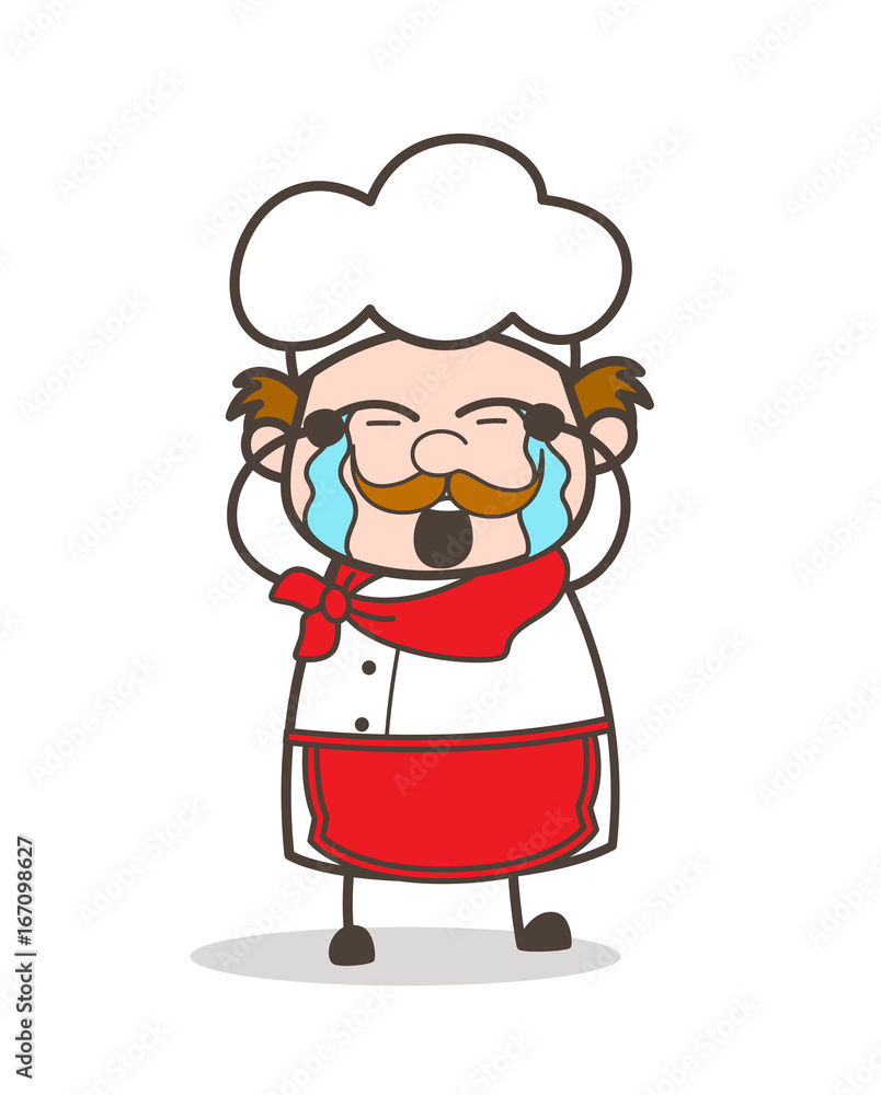 Cartoon Old Chef Crying Face Stock Vector | Adobe Stock