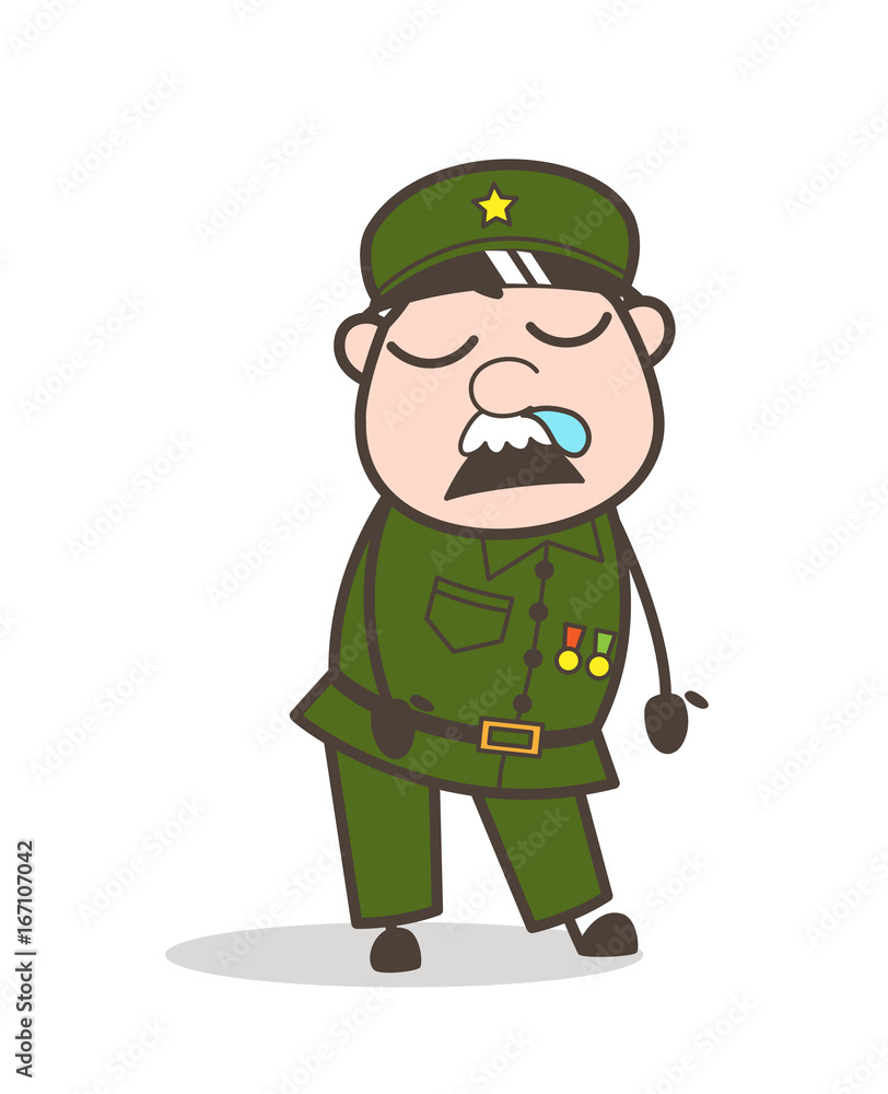 Cartoon Sergeant Sleepy Face Vector Illustration Stock Vector | Adobe Stock