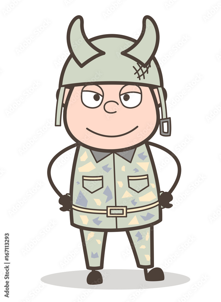 Cartoon Devil Army Guy Vector Illustration Stock Vector | Adobe Stock