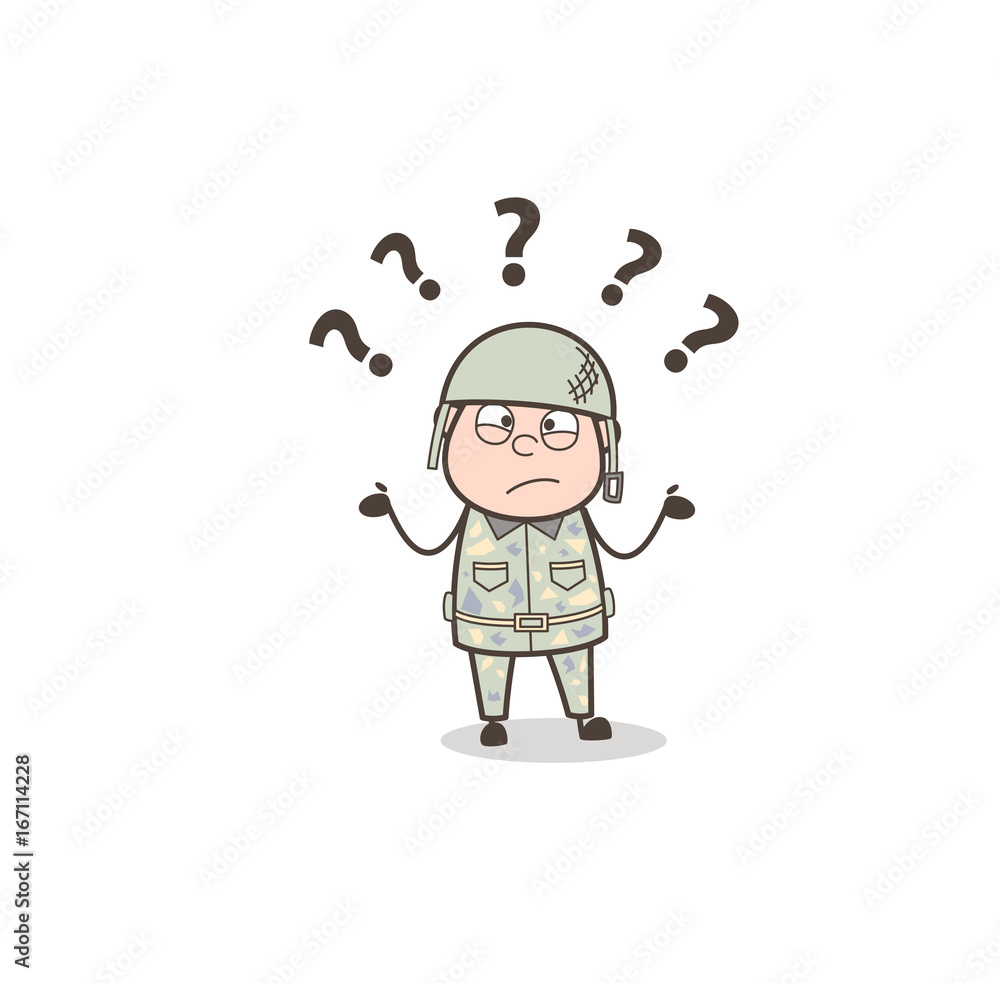 Cartoon Confused Army Man Vector Stock Vector | Adobe Stock