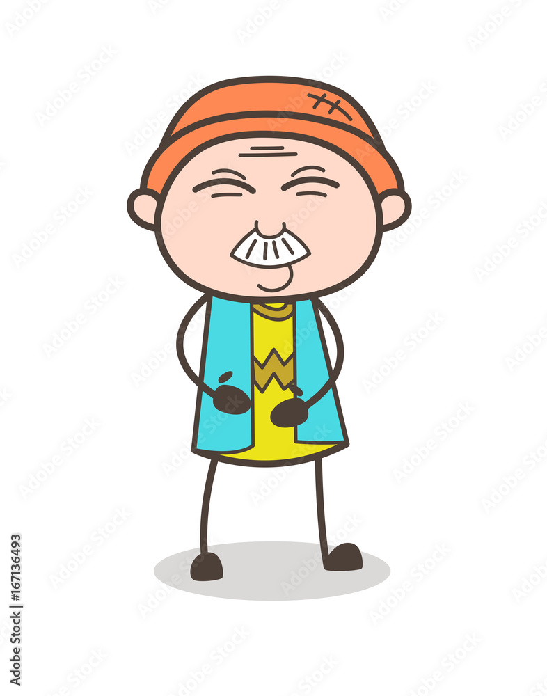 Cartoon Grandpa Cute Smiling Face Vector Illustration Stock Vector ...