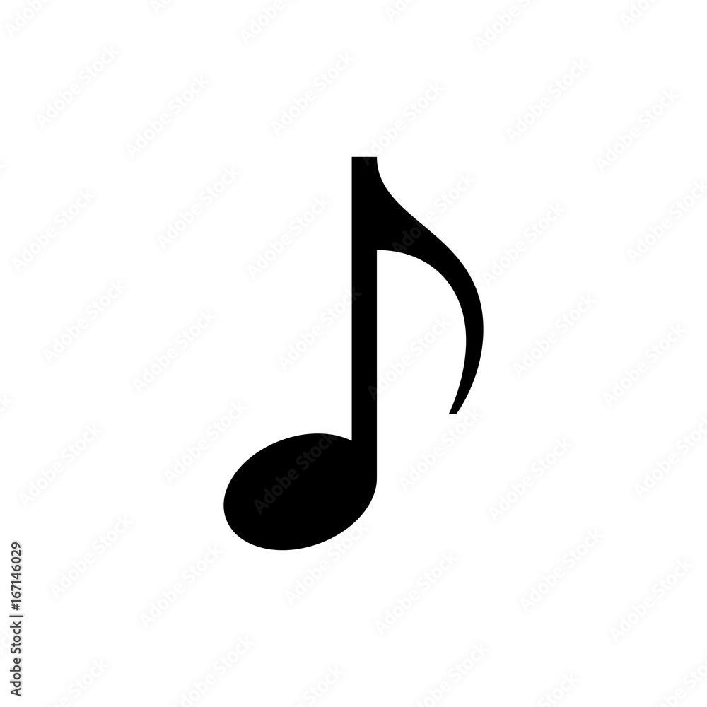 Music note icon. Black, minimalist icon isolated on white background ...