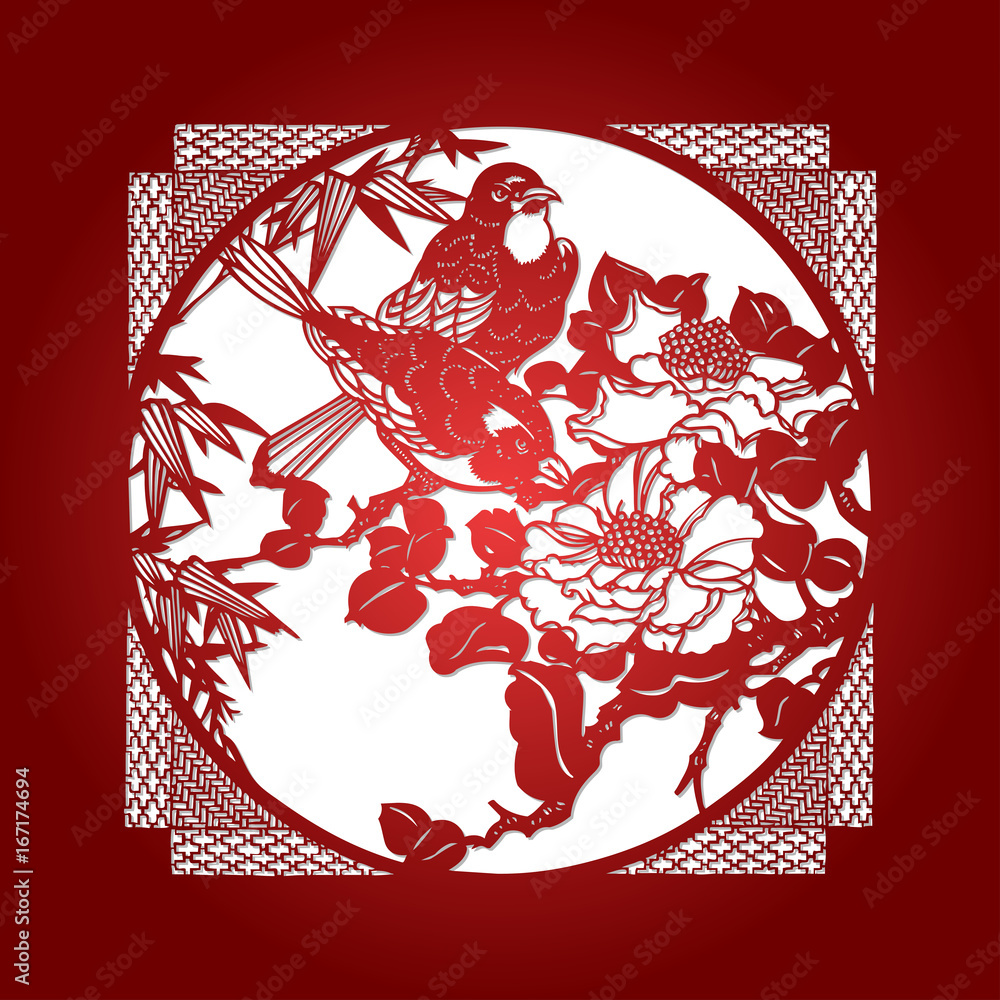 Chinese Paper Cuttings Background Stock Vector | Adobe Stock