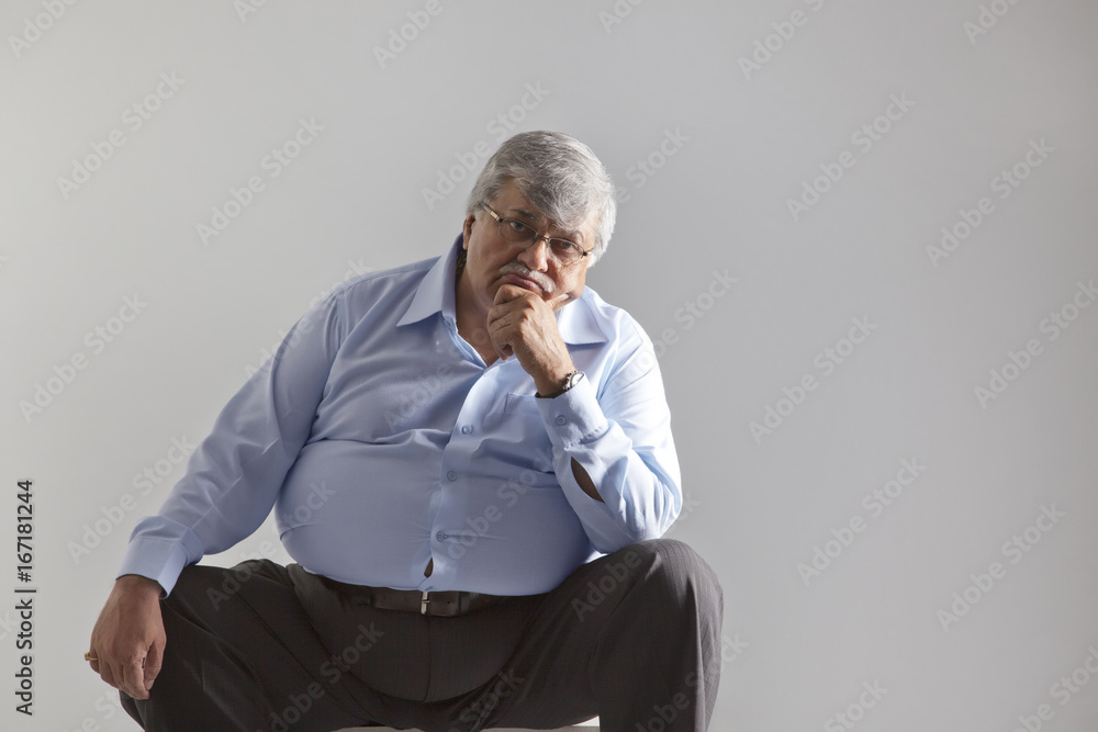 Portrait of an obese old man Stock Photo | Adobe Stock
