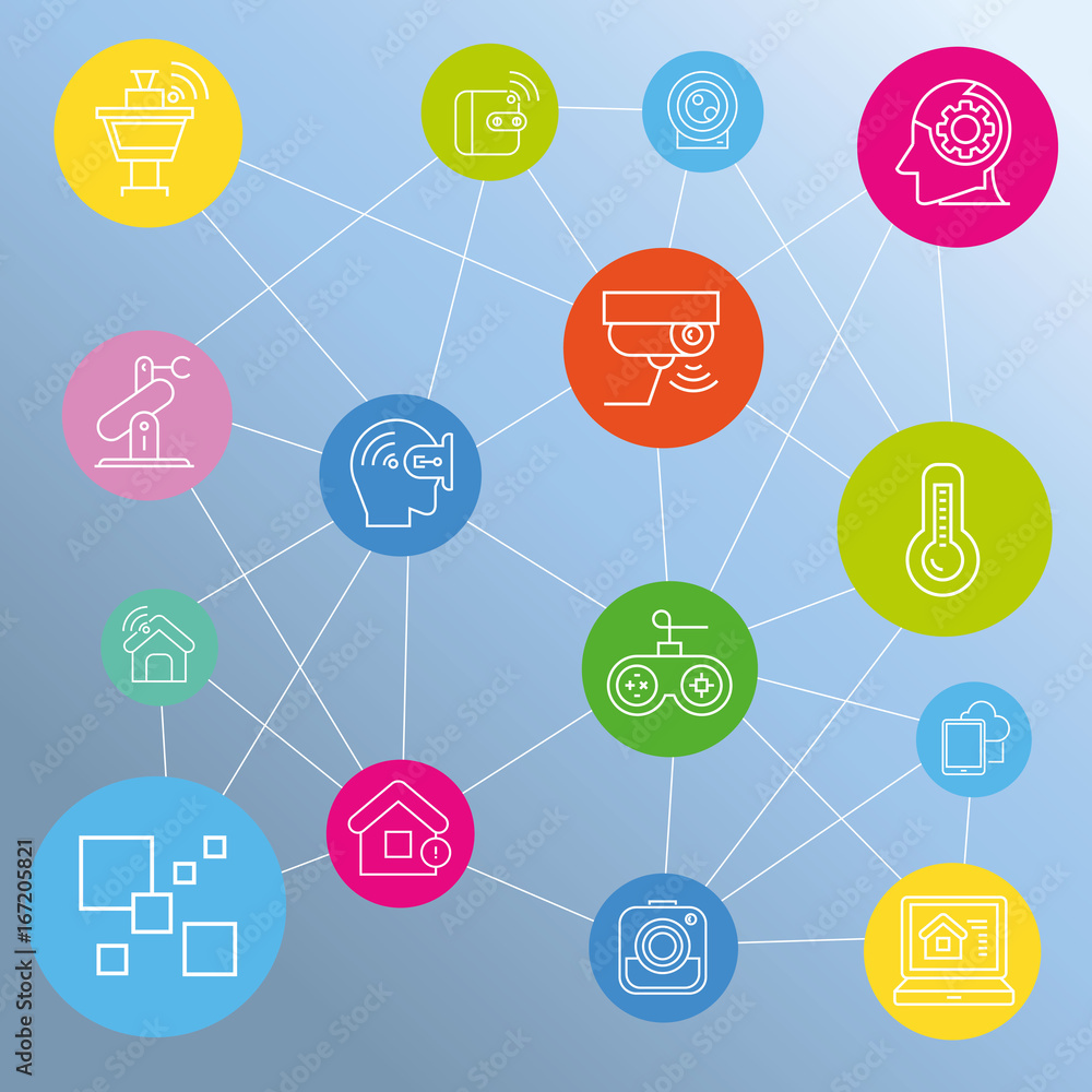 IoT, smart device and electronics network diagram, smart home and ...