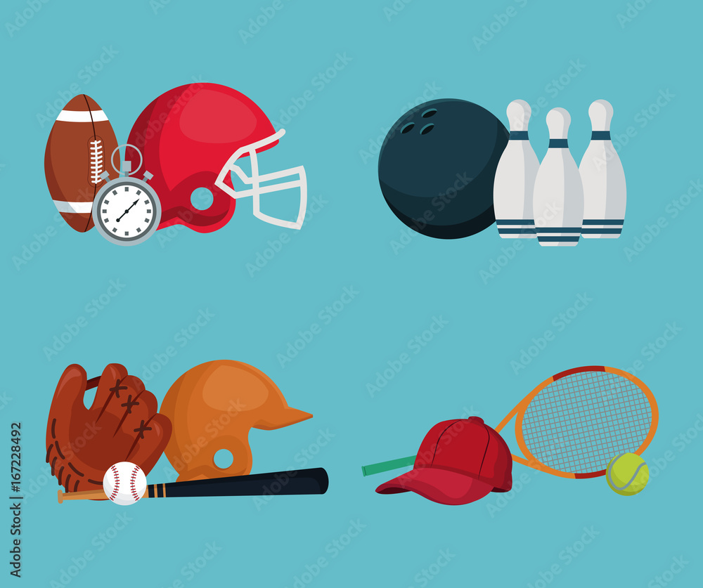 color background with set elements different sports vector illustration ...