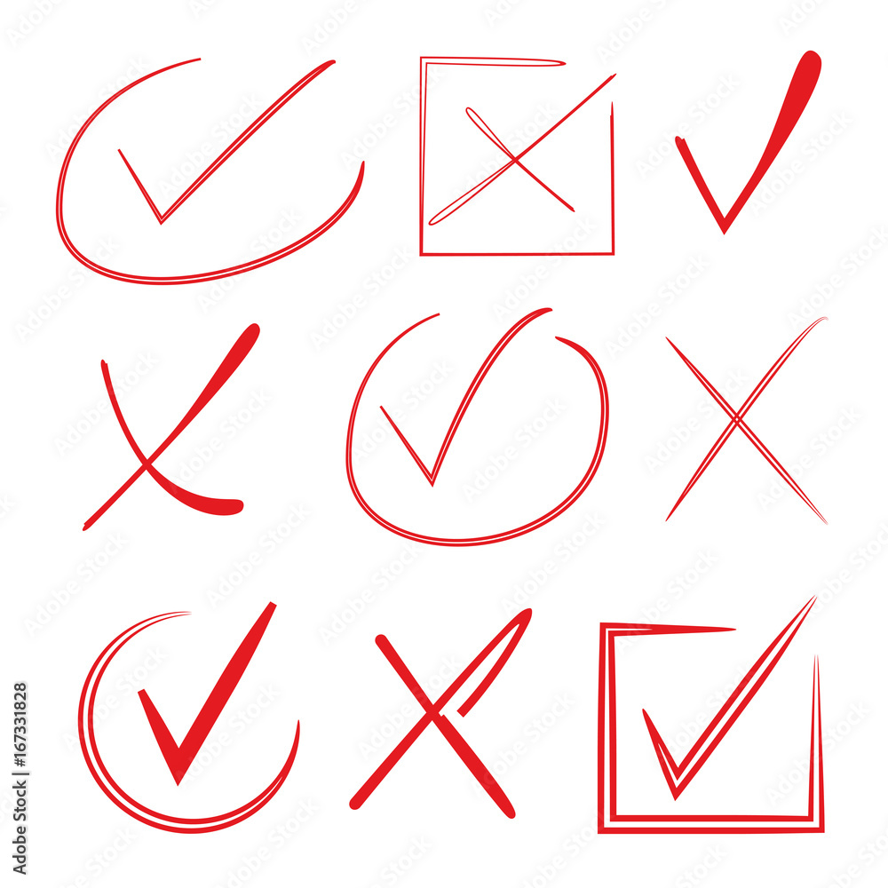 red hand drawn check marks Stock Vector | Adobe Stock