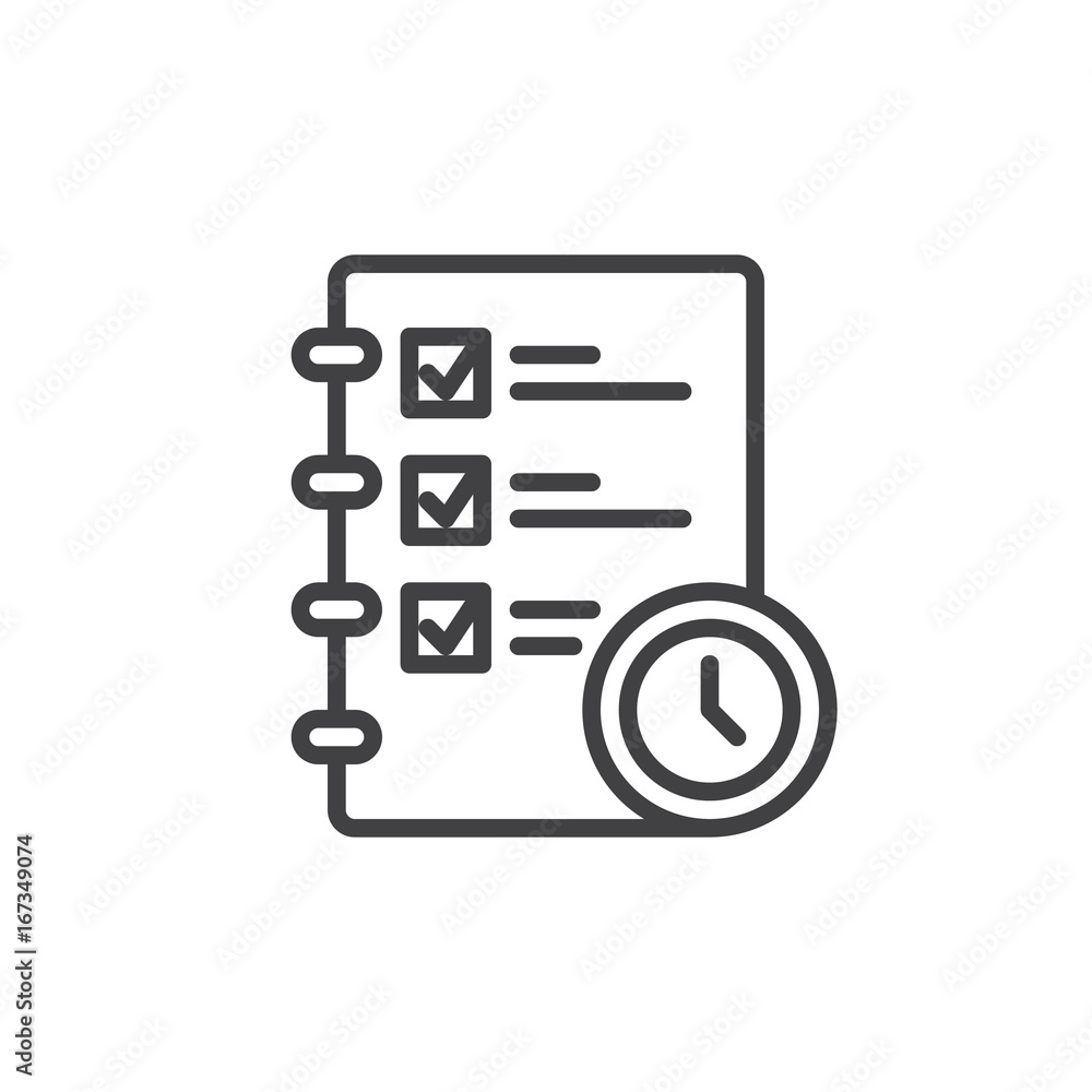 Planning checklist line icon, outline vector sign, linear style ...