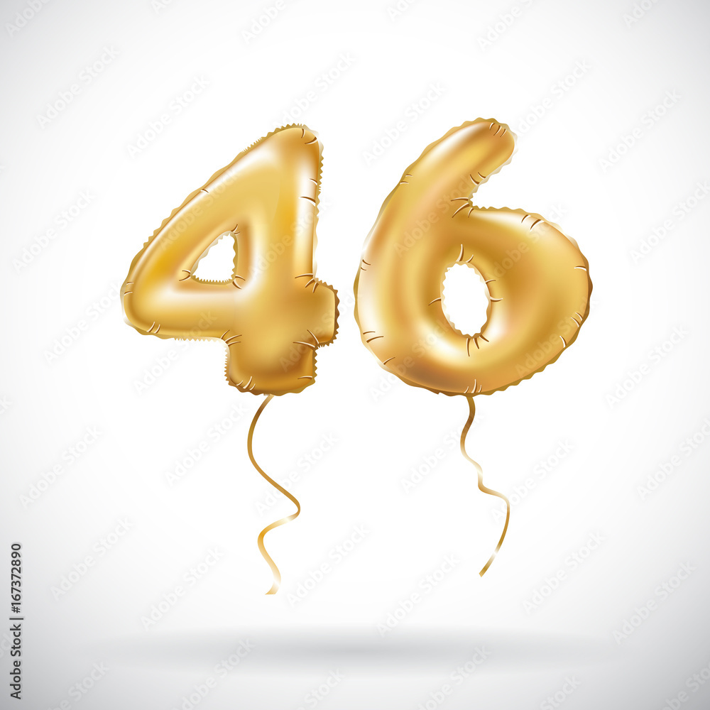 vector Golden number 46 forty six metallic balloon. Party decoration ...