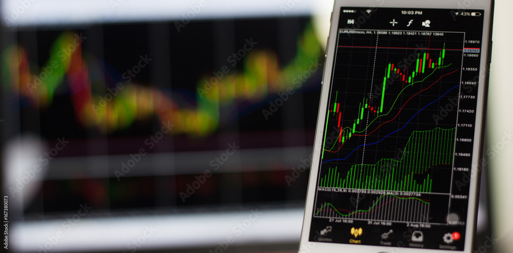 forex chart on mobile phone Stock Photo | Adobe Stock