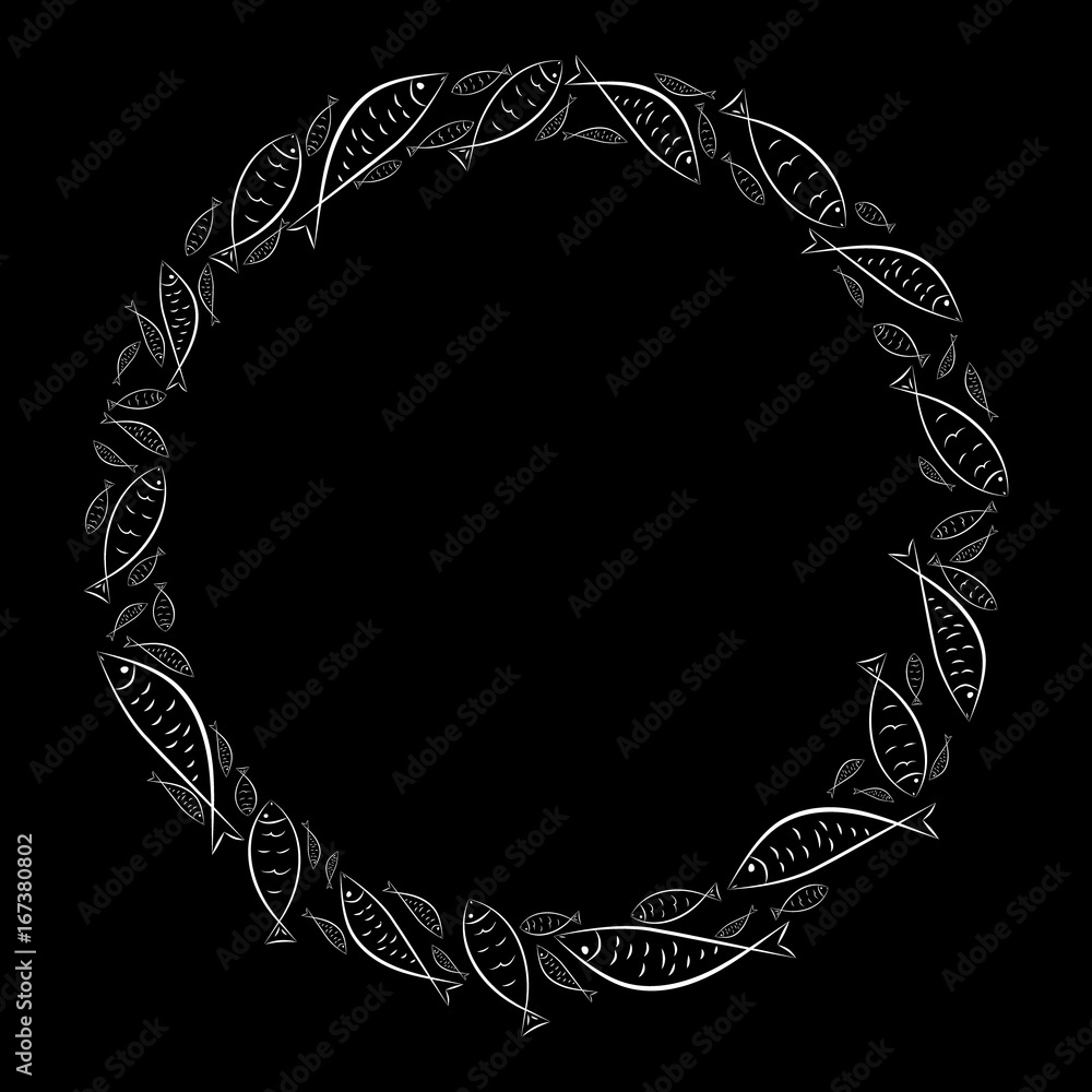 Circle frame. Ichthys is a symbol of fish. The ancient acronym of the ... Circle frame. Ichthys is a symbol of fish. The ancient acronym of the ...