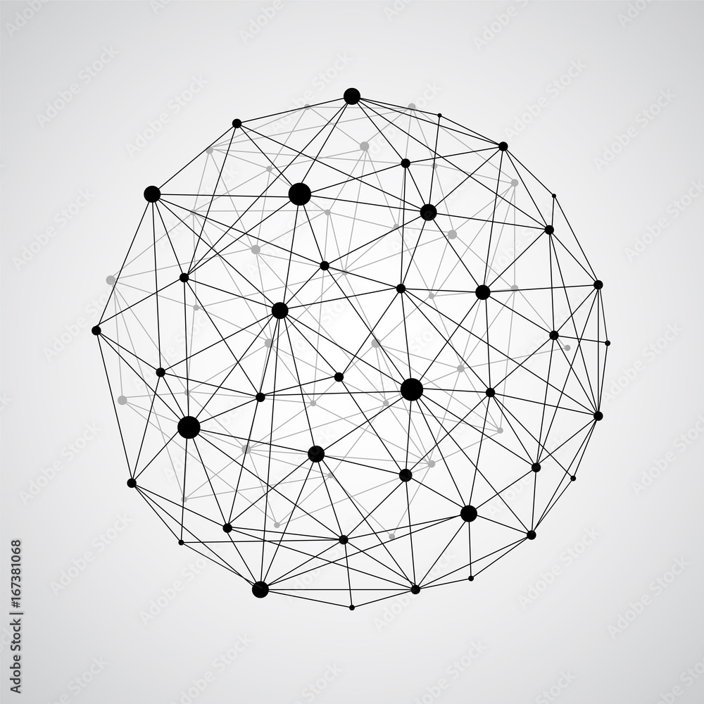 Vector wireframe connecting earth sphere. Globe connection concept ...