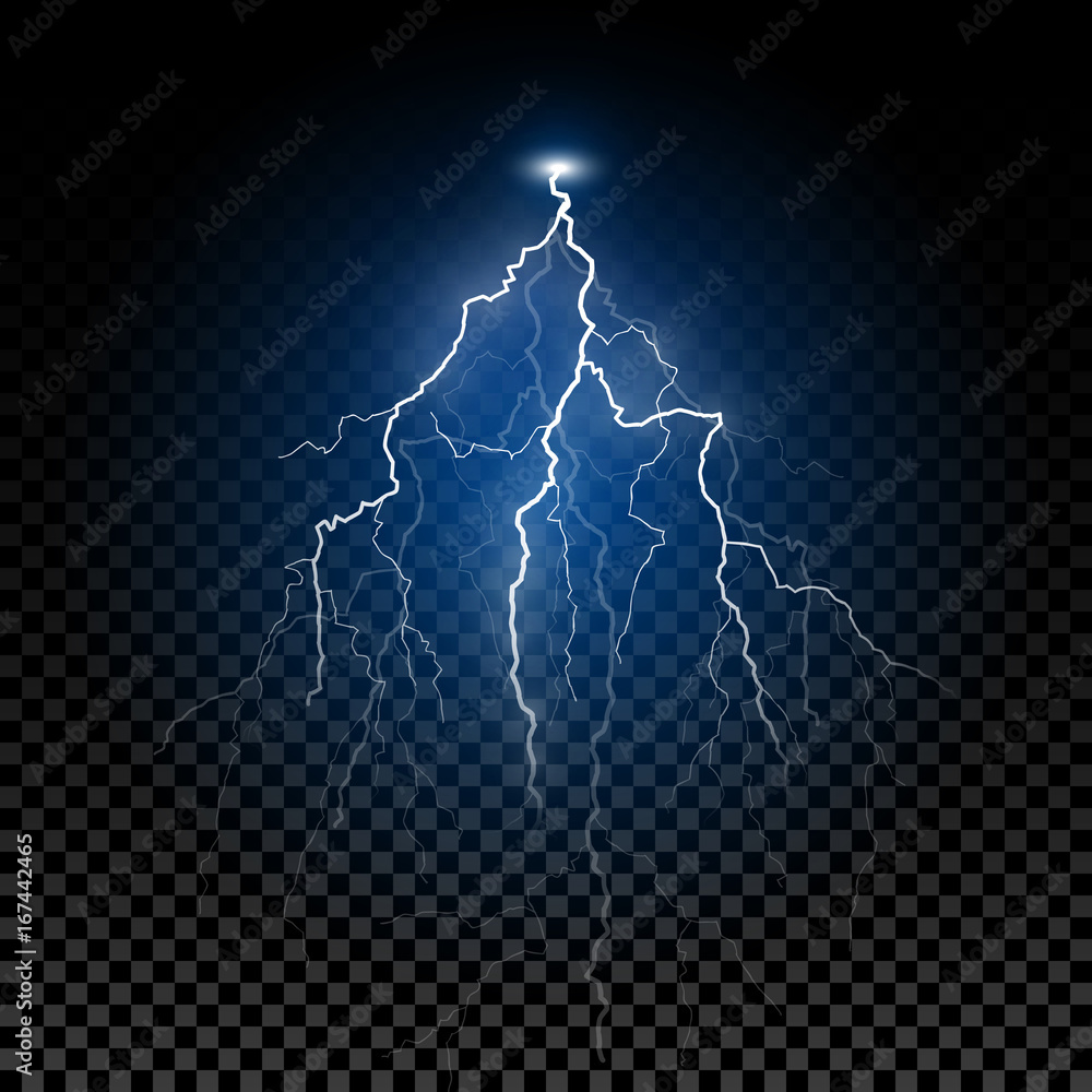Shiny realistic vector lightning. Thunderstorm flash lightning bolt ...