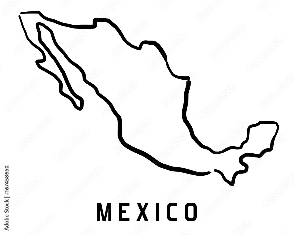 Mexico map outline Stock Vector | Adobe Stock